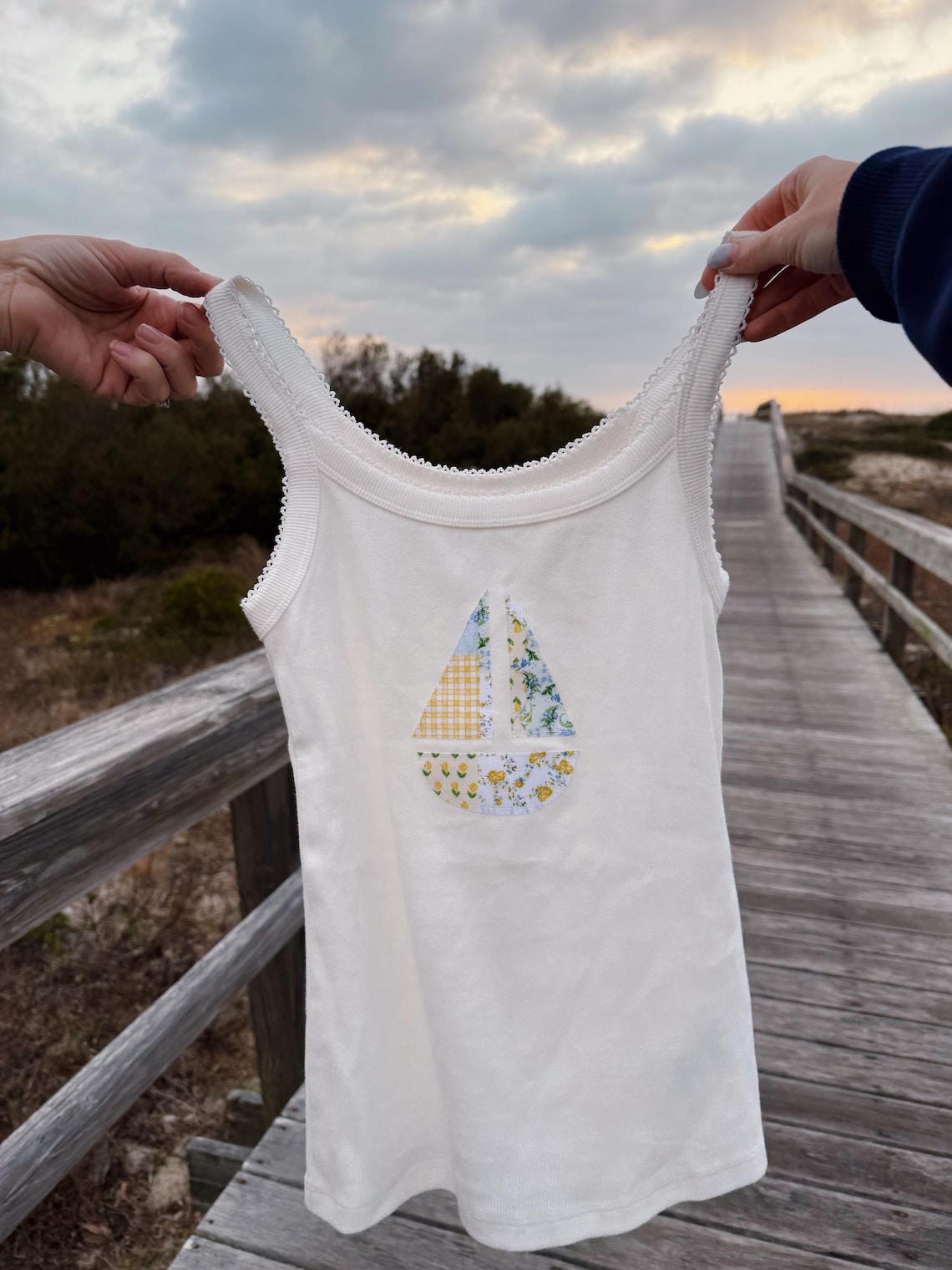 Cream Patchwork Sailboat Tank - Etsy