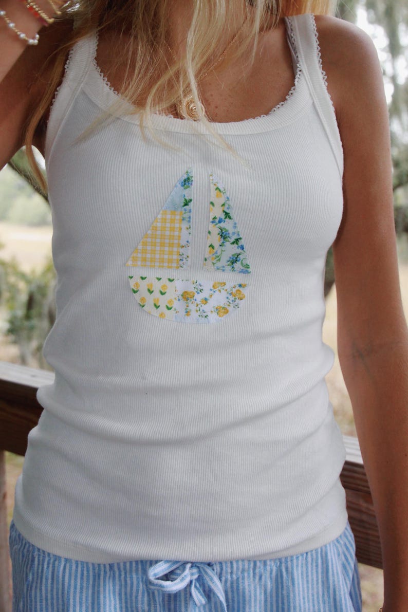 Cream Patchwork Sailboat Tank - Etsy