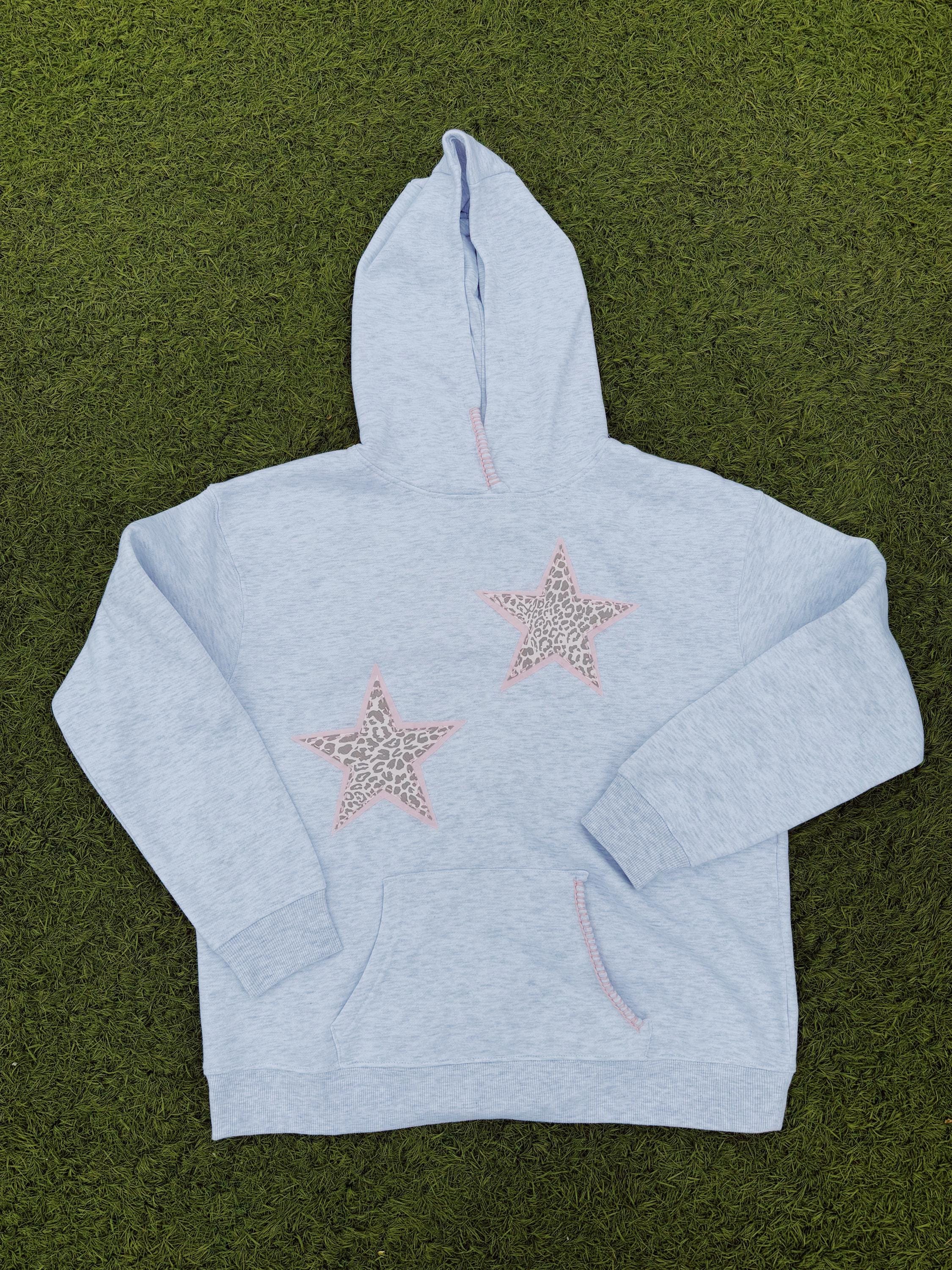 Pink Cheetah Star Patchwork Hoodie - Etsy