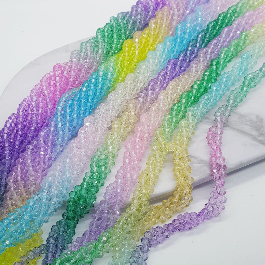 Pastel Colors Ombre Effect Crystal Glass Beads Rondelle Glass Beads ...
