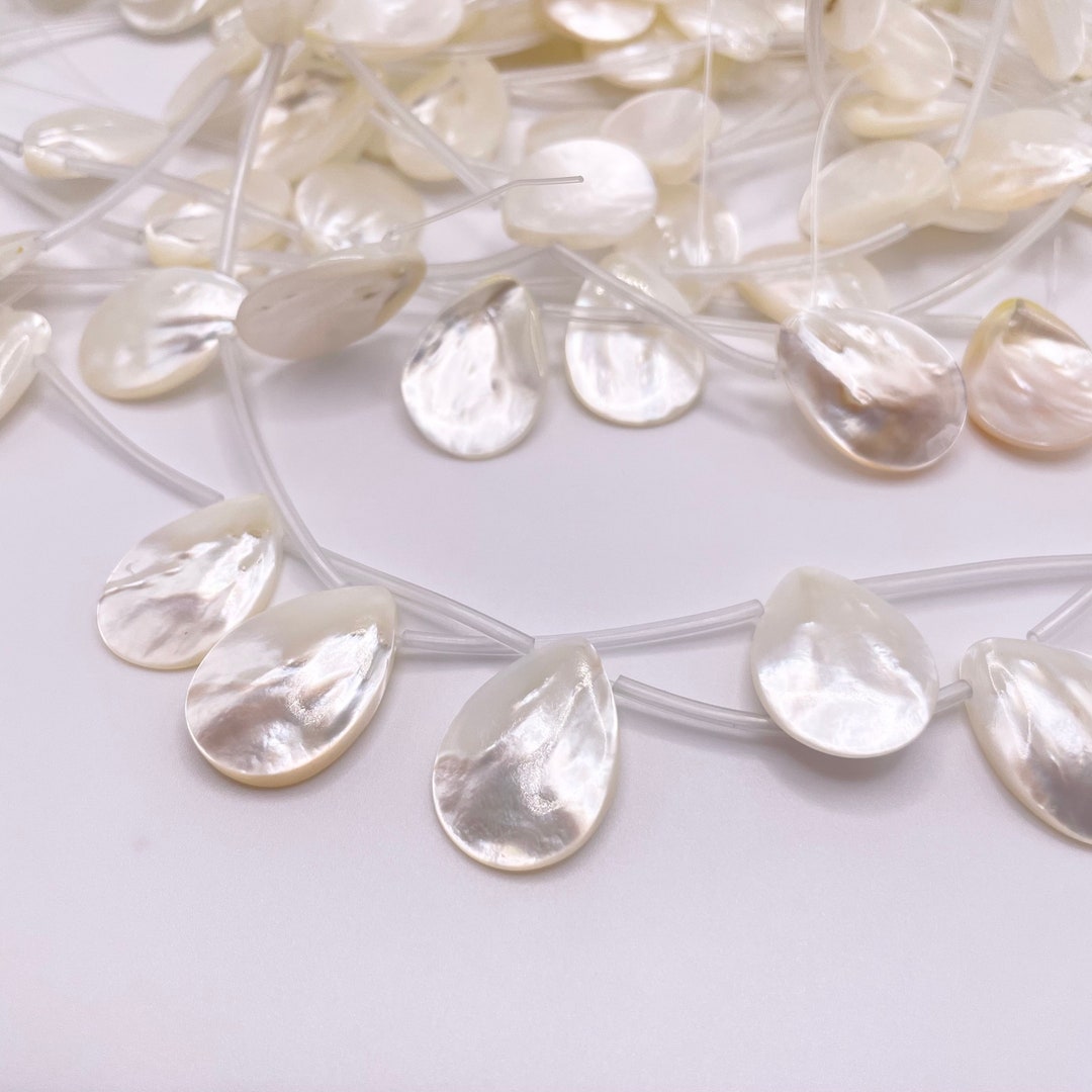 25mm White Drop Shell Beads Shell for Jewelry Making Genuine Shells ...