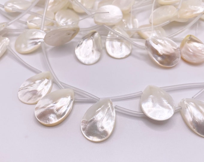 25mm White Drop Shell Beads Shell for Jewelry Making Genuine Shells ...