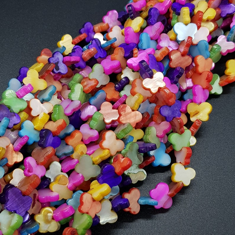 Butterfly Shell Beads, Multicolor Jewelry Making, 9mm, 15 Inch Strand ...