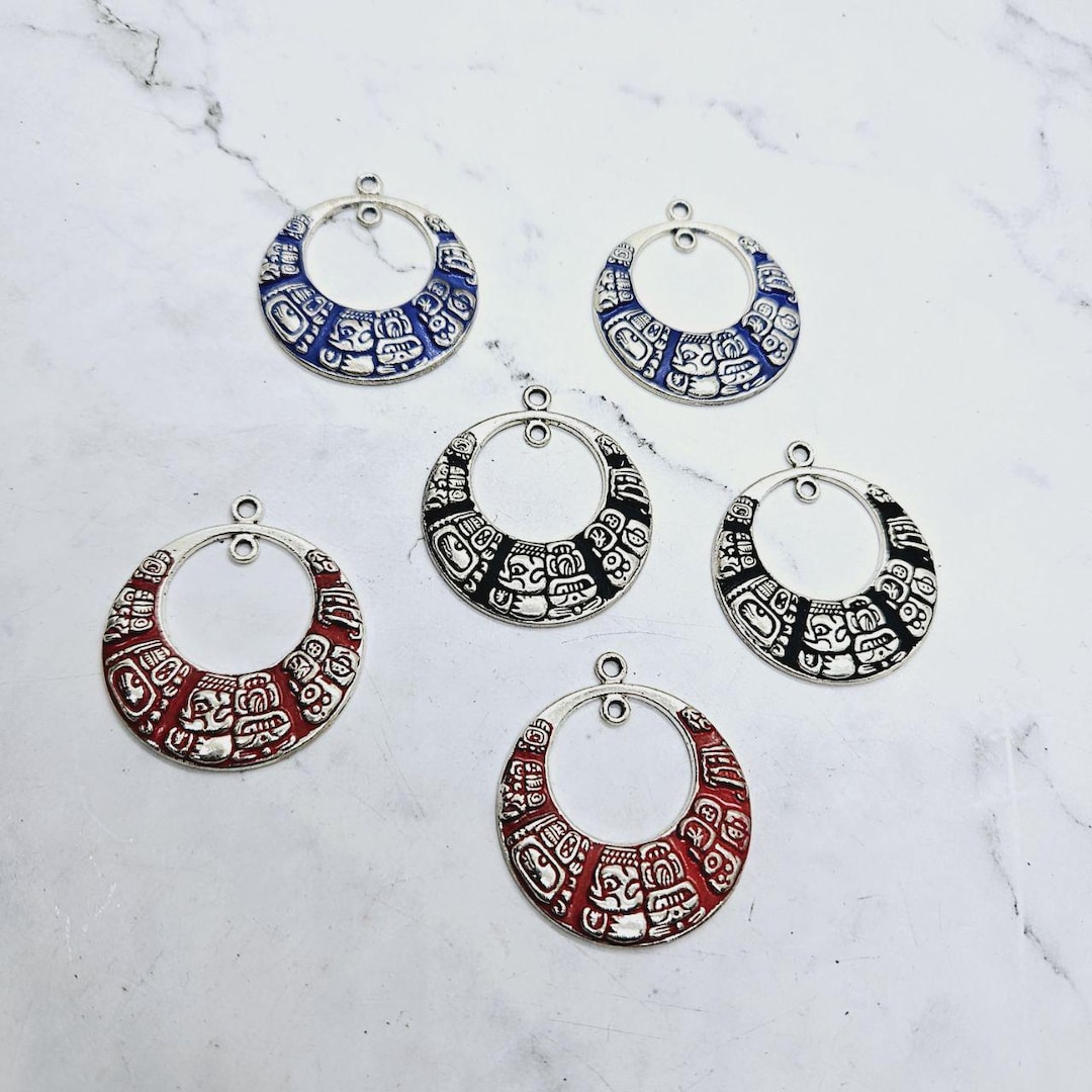 Colorful Round Mayan Pendant Mayan Jewelry Mayan Medal Mexican Jewelry ...