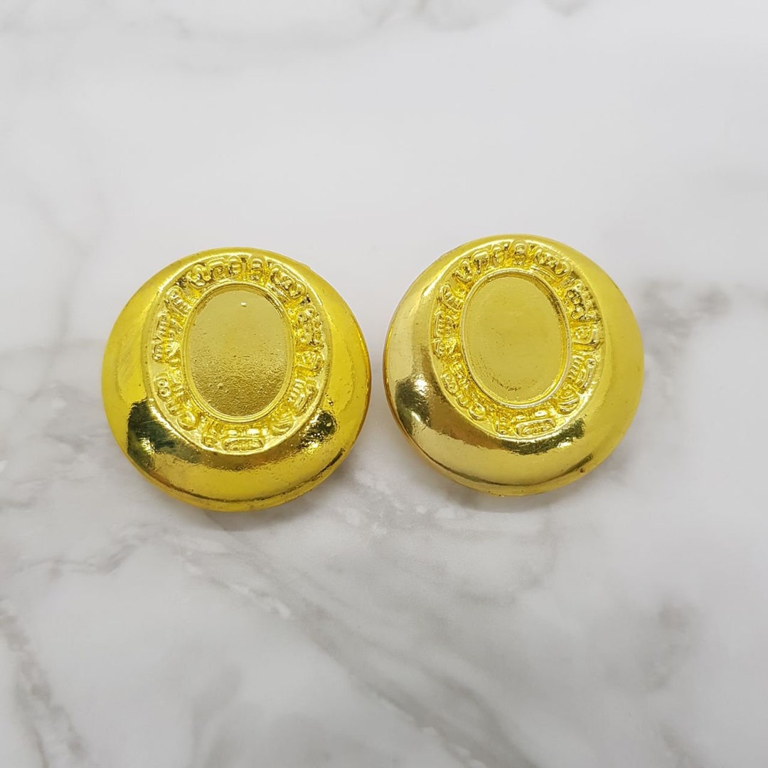 Golden Mayan Earrings Mayan Jewelry Mexican Jewelry Mayan Clip Earrings ...
