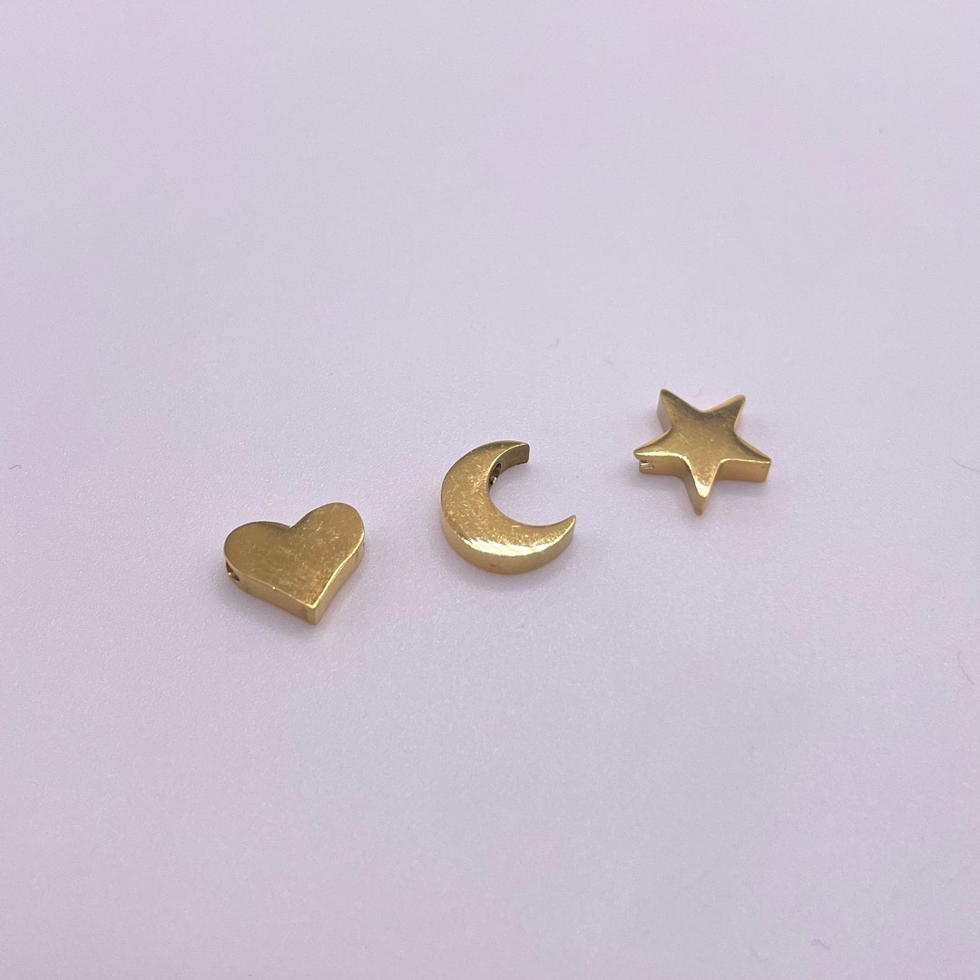 Stainless Steel Heart Moon Star Spacer Beads Heart Bead Star Bead Moon ...