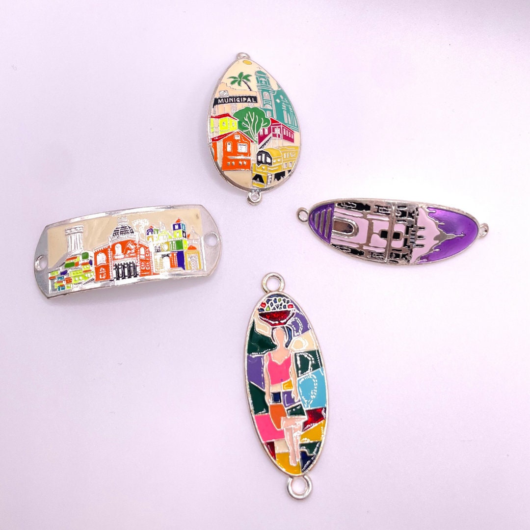 Latin Woman Carring a Fruit Bowl Bracelet Connector Latin Jewelry Latin ...