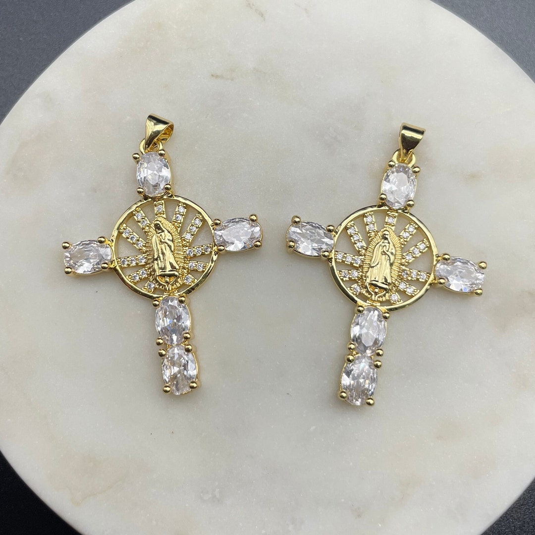 Virgin Guadalupe Cross Diamond Cross Mexican Jewelry Our Lady Guadalupe ...