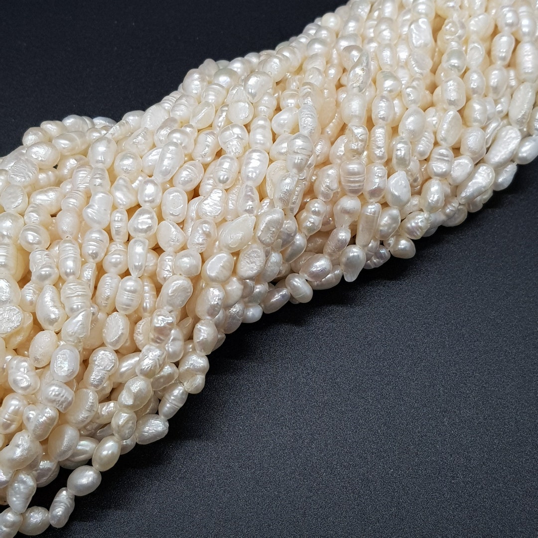6-7mm Natural Freshwater Pearl Beads, Genuine Freshwater Pearls, White ...