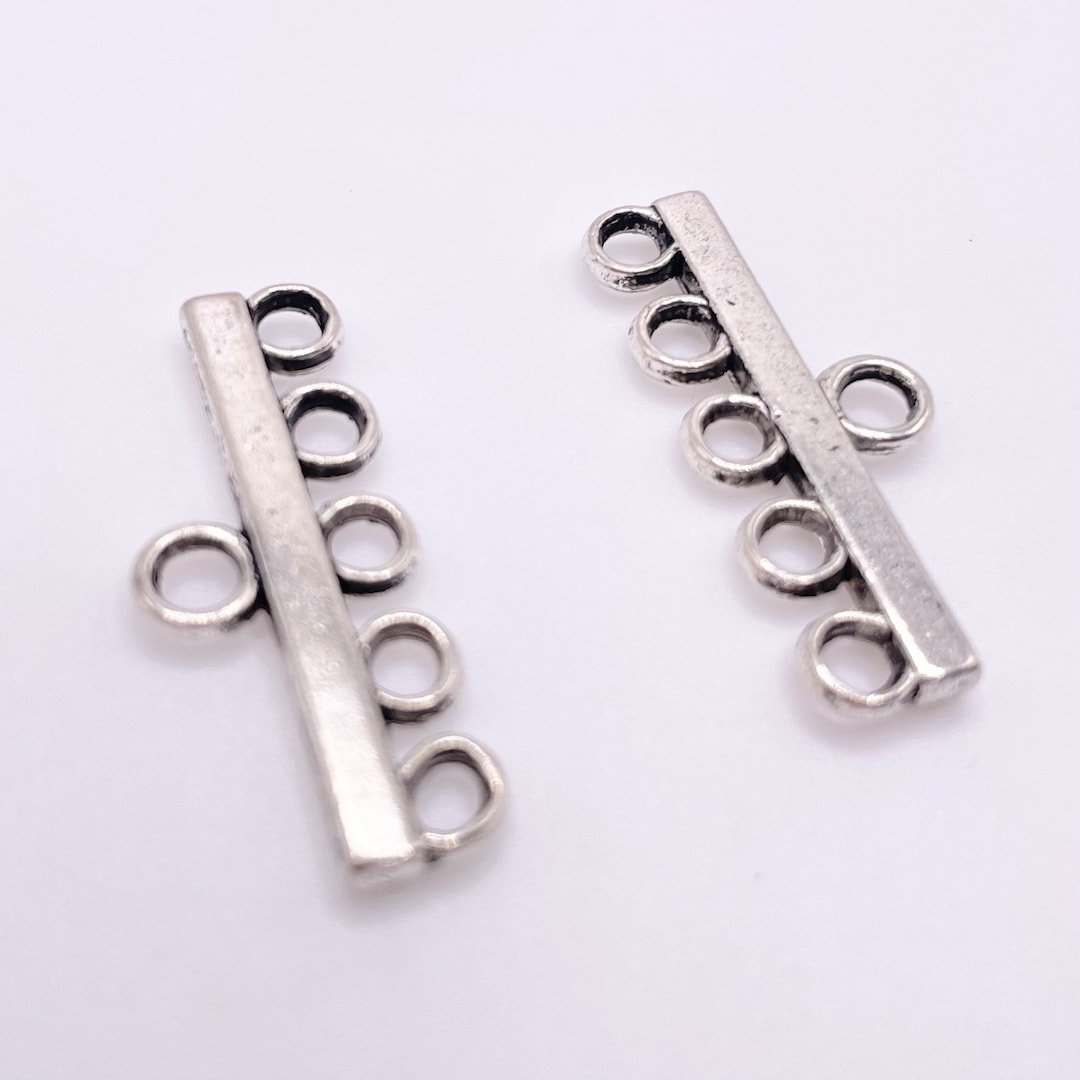 Pewter 5 String Connector Five String Connector Bracelet Connector ...
