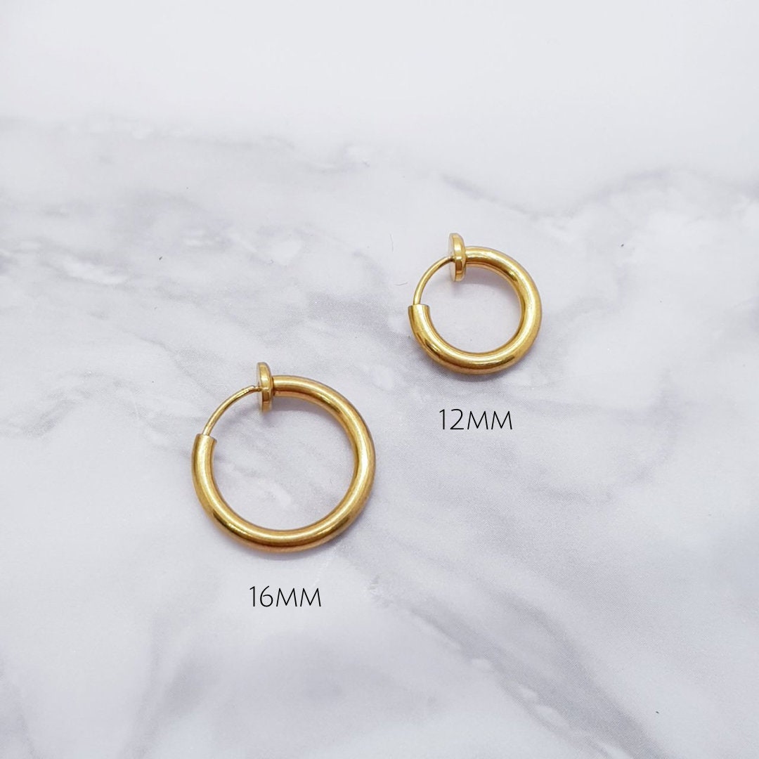 12-16mm Pressure Huggies Pressure Hoop Earrings Stainless Steel Huggies ...