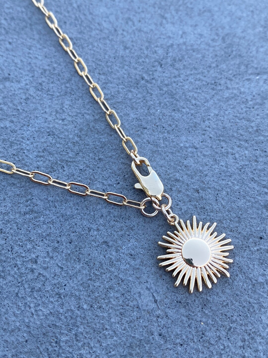 Sun Necklace dainty Paperclip Necklace gold Sun Necklace gold Paperclip ...