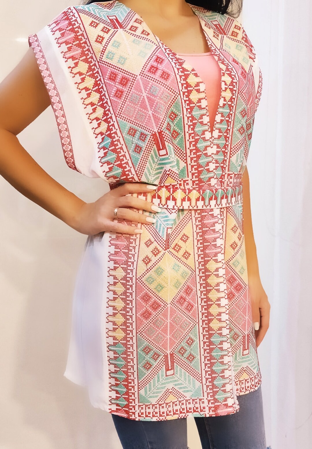 Long Sleeveless Embroidery Palestinian Vest - Etsy