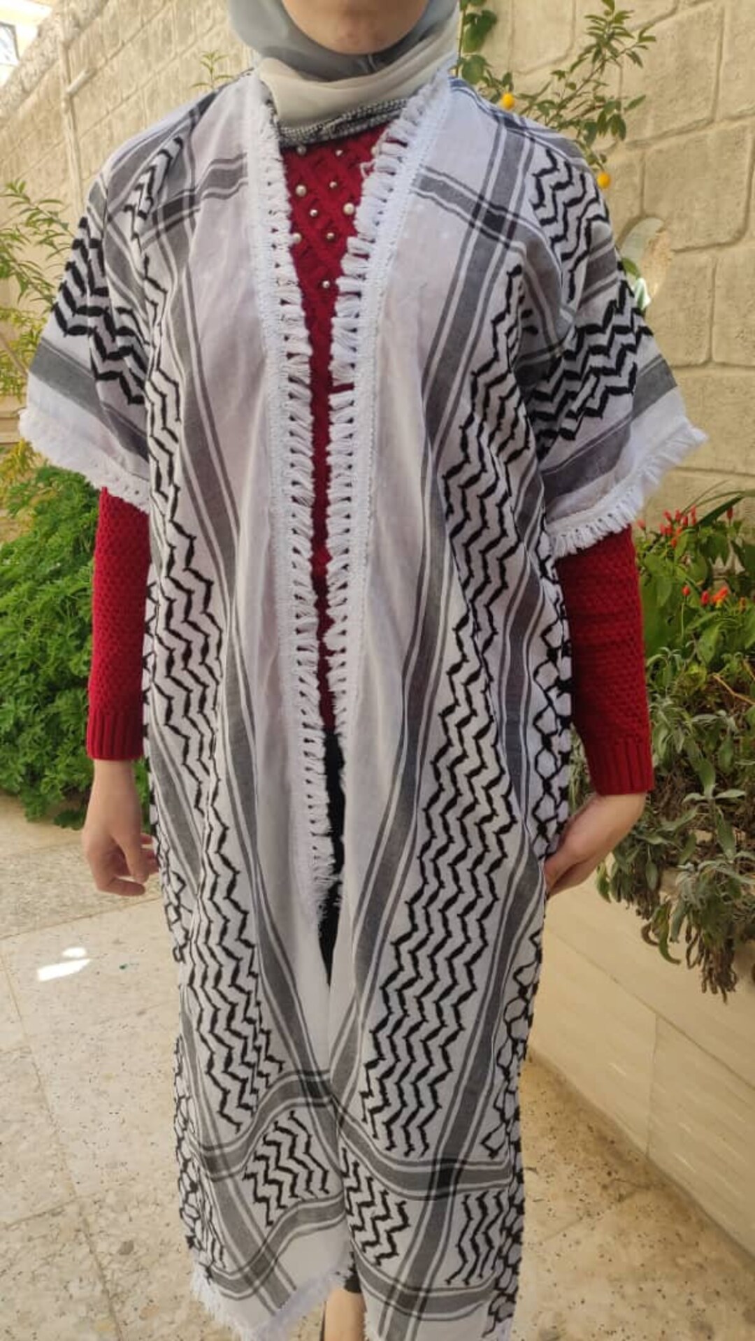 Palestinian Long Keffiyeh Cape - Etsy
