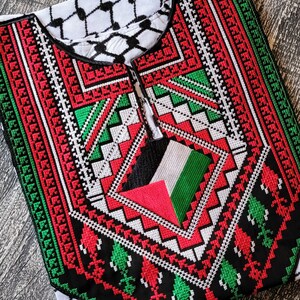 Keffiyeh Classic Poncho Palestinian Embroidery Tatreez - Etsy