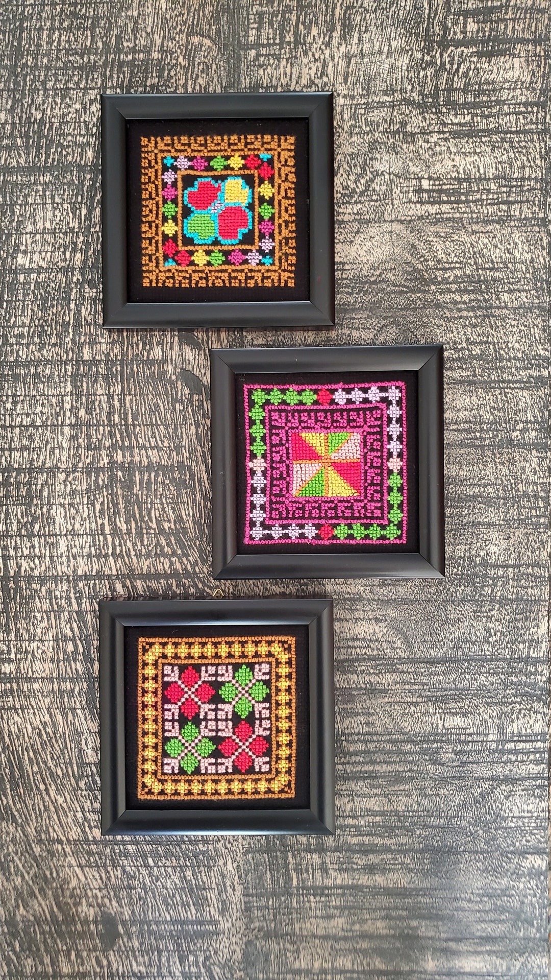 Set of 3 Wall Frames - Handmade Embroidery - Etsy