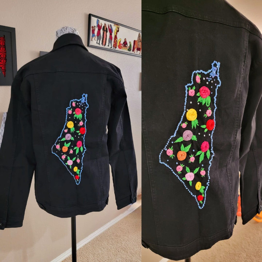 Palestinian Embroidery Denim Buttoned Jacket - Etsy