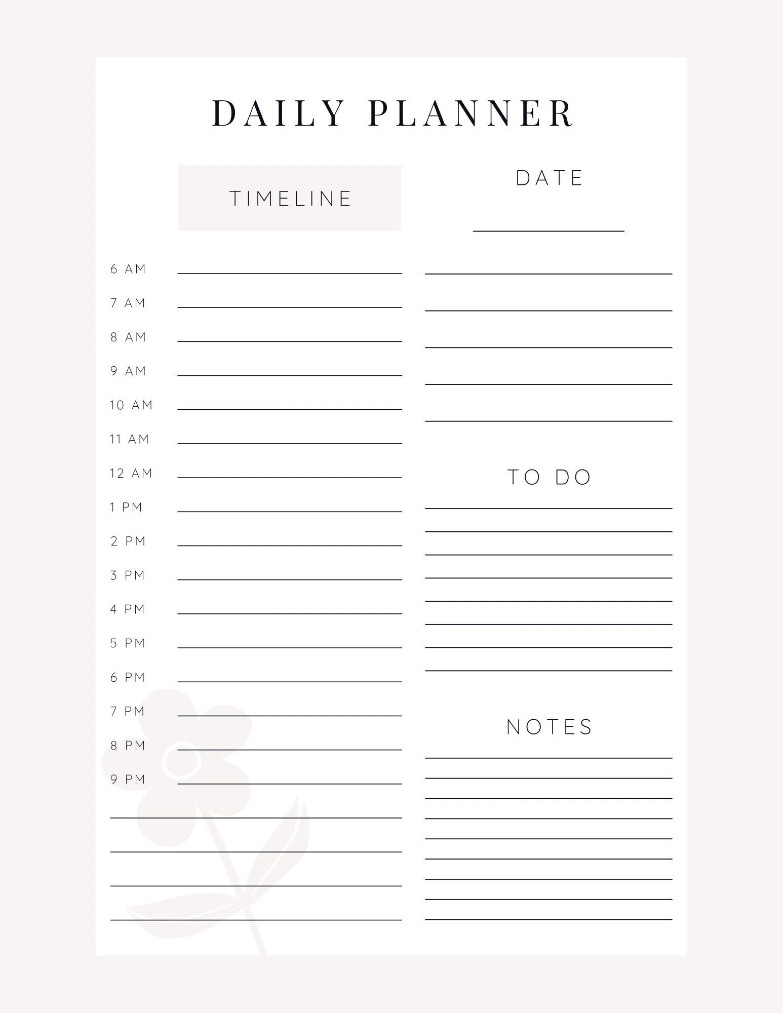 Printable Daily Planner Time Management Organizer Goals in - Etsy