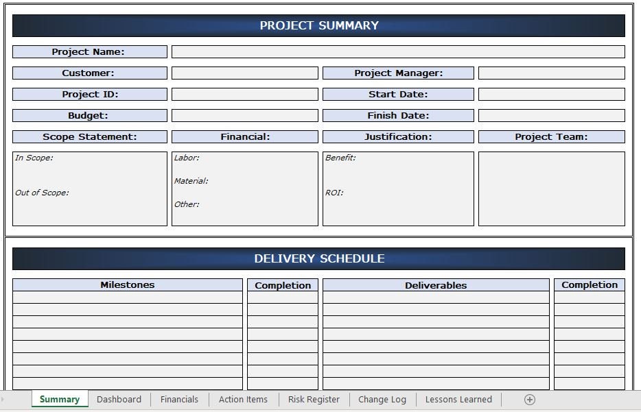 Project Master, Simple Project Management Template Tool, Excel File ...