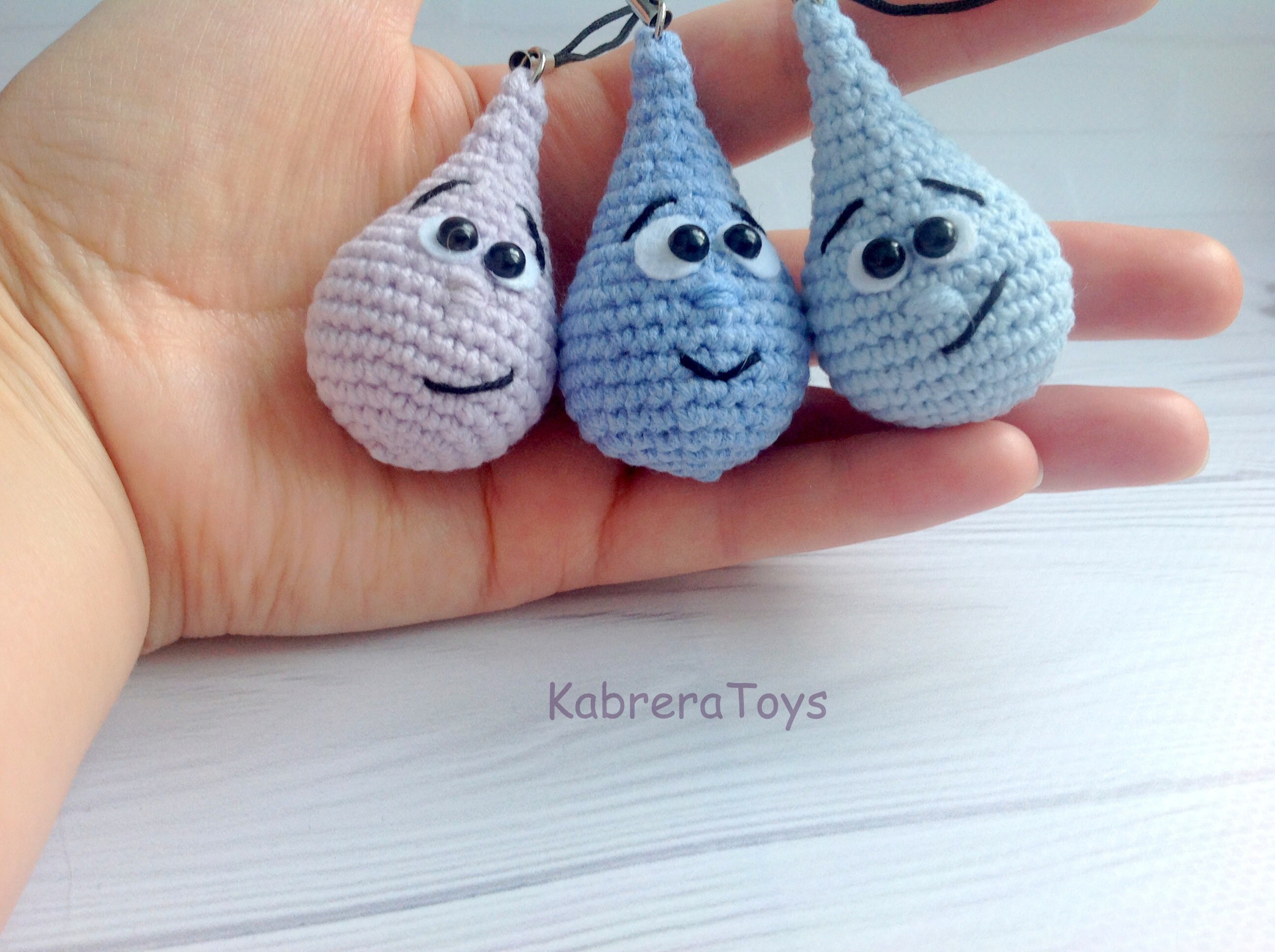 Handmade Water Drop Charm Keychain Set - Cute Crochet Bag Accessory - Etsy