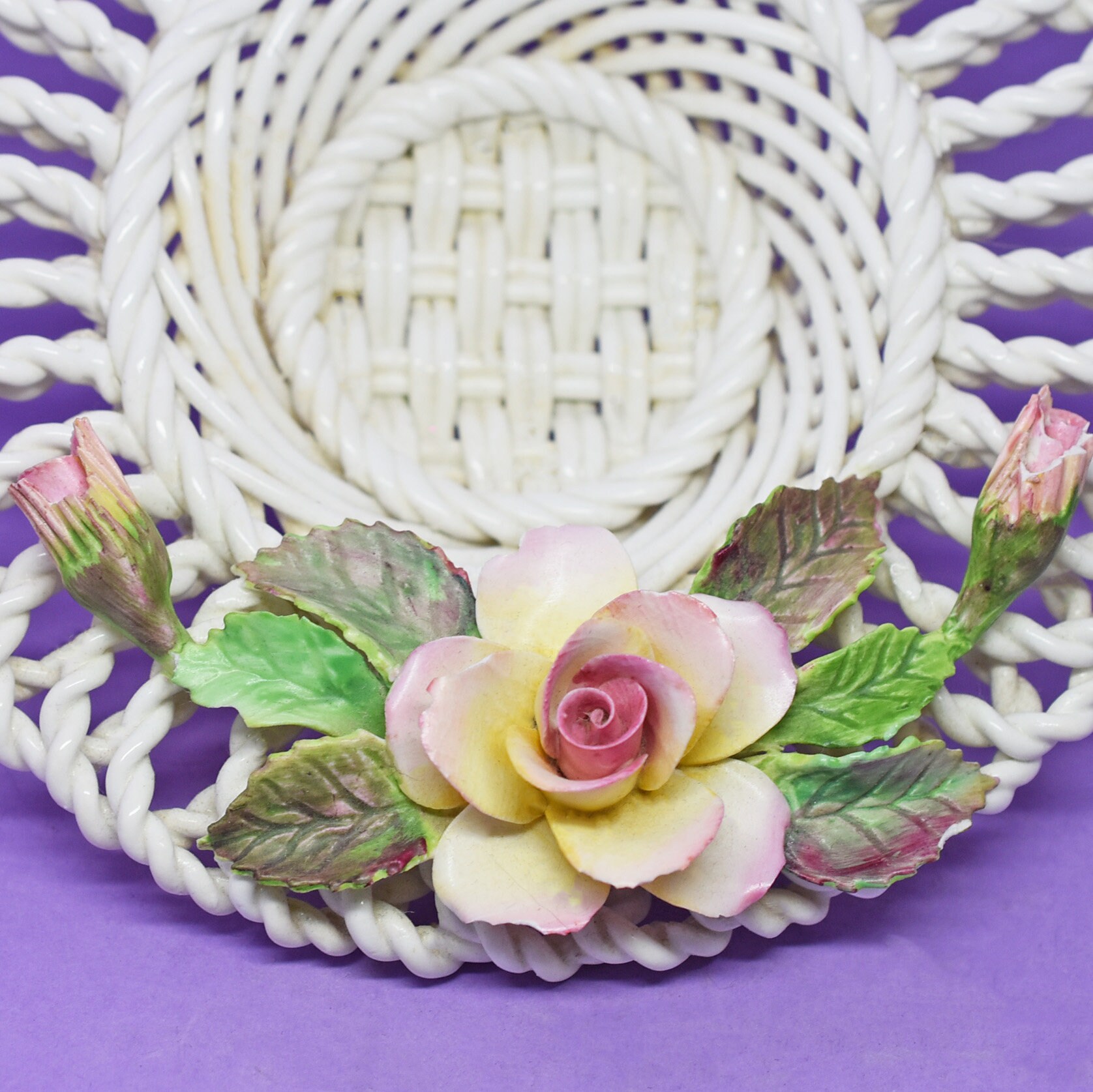 Crown Staffordshire Early 1900s Small Lattice Basket Ornament Vintage ...