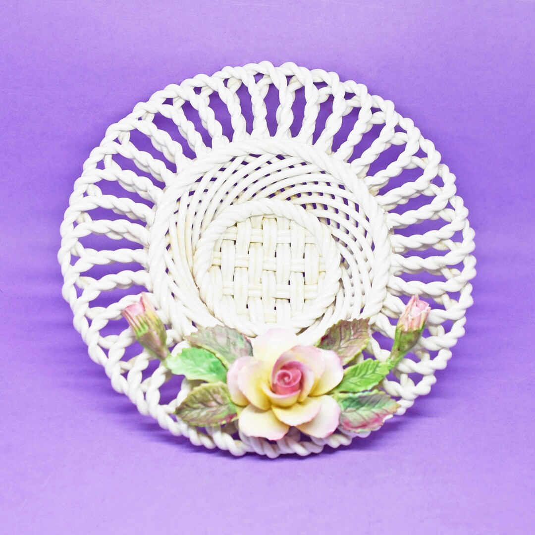 Crown Staffordshire Early 1900s Small Lattice Basket Ornament Vintage ...
