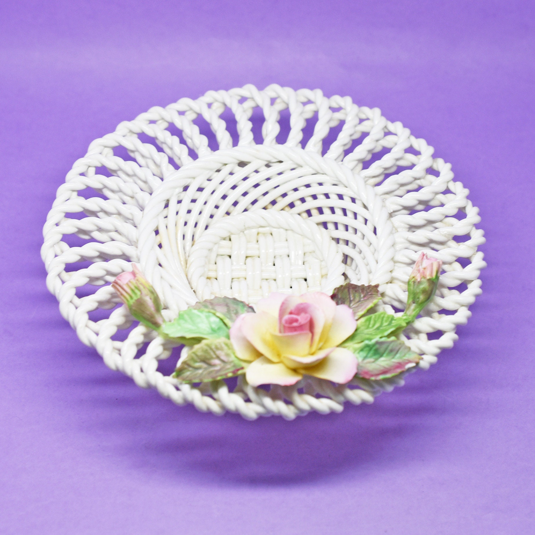Crown Staffordshire Early 1900s Small Lattice Basket Ornament Vintage ...