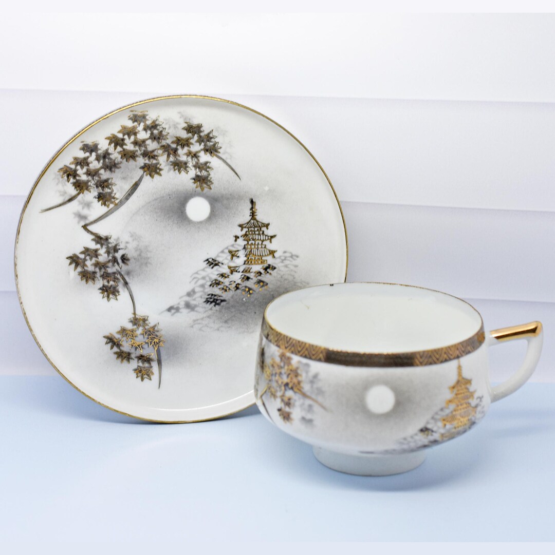 Kutani China, Geisha, Lithophane, Handpainted, Cup and Saucer, Vintage ...