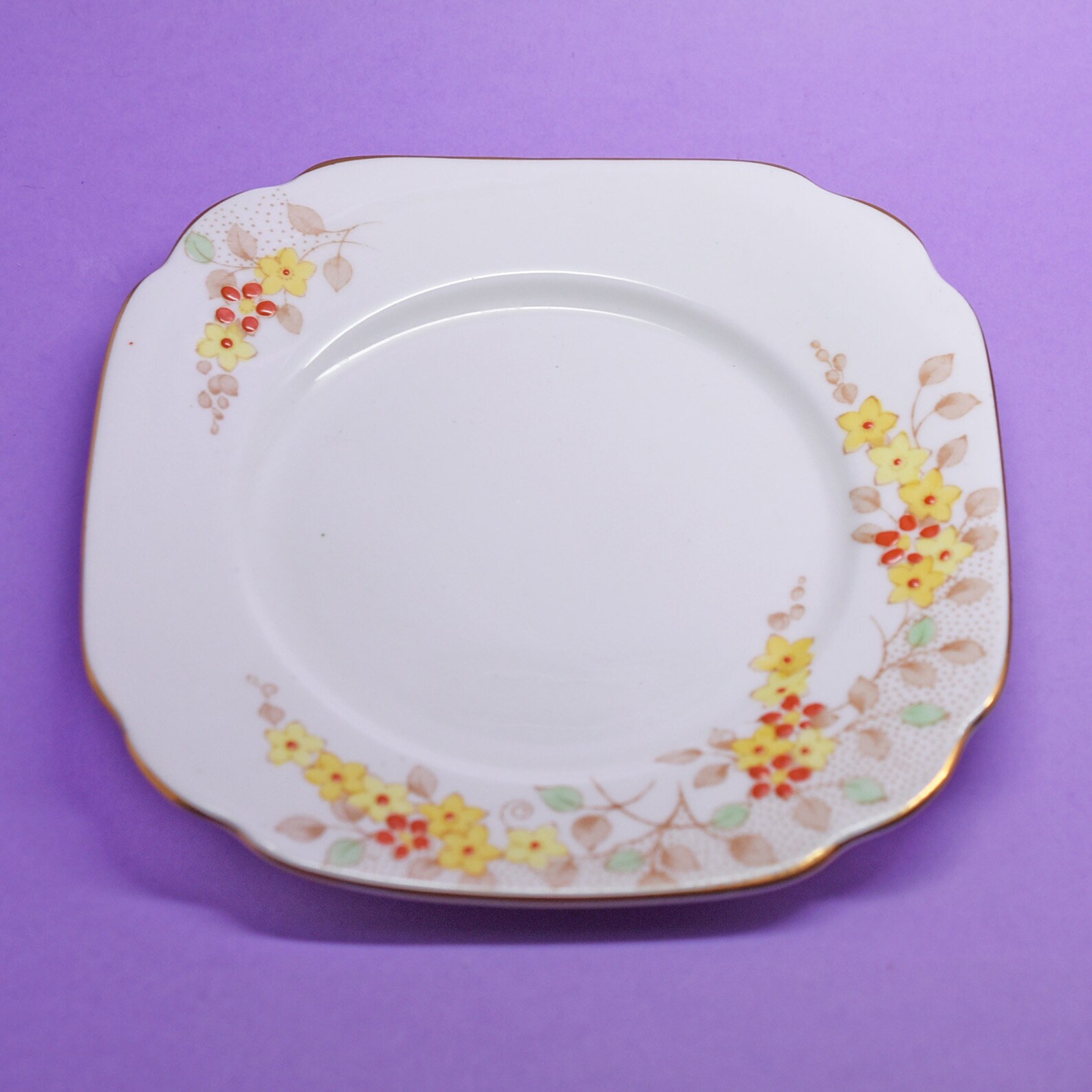 Bell China Tea Cup, Saucer & Plate Trio Yellow/orange Flowers, Gold ...