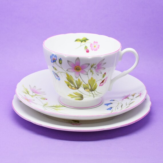 Vintage Shelley England Fine Bone China Anemone 14006 Floral Tea Cup ...