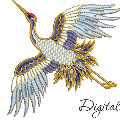 Manchurian Crane Embroidery Design - Etsy