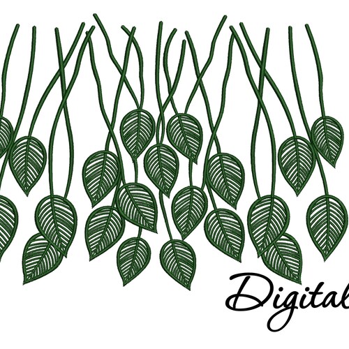 Border Embroidery Design. Machine Embroidery. Leaves | Etsy