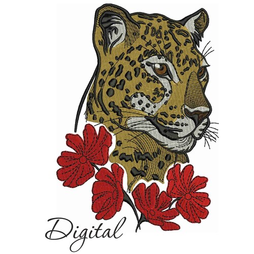 Leopards and Tropical Plants Machine Embroidery File Design - Etsy