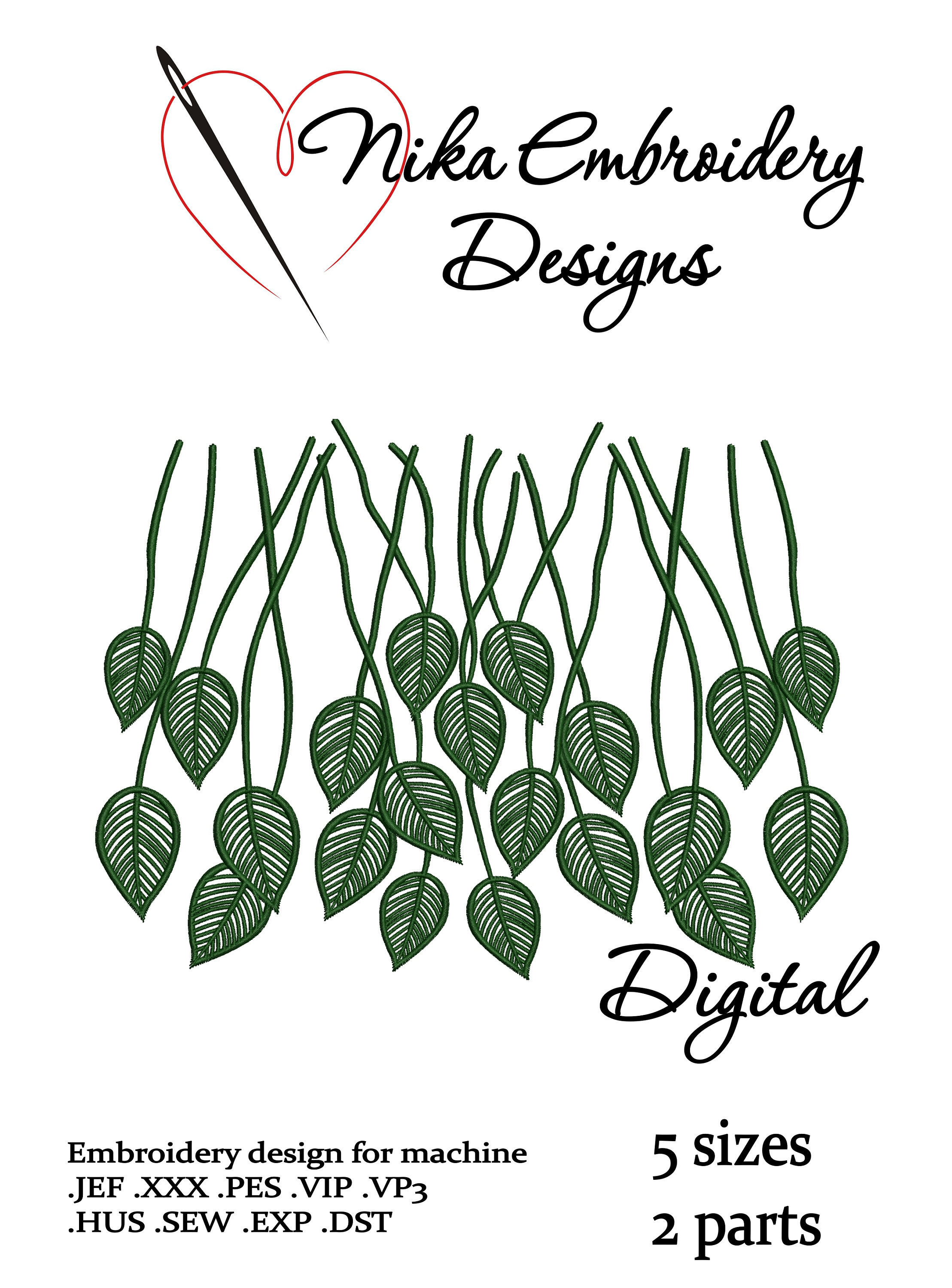 Machine Embroidery Design Leaves | Etsy