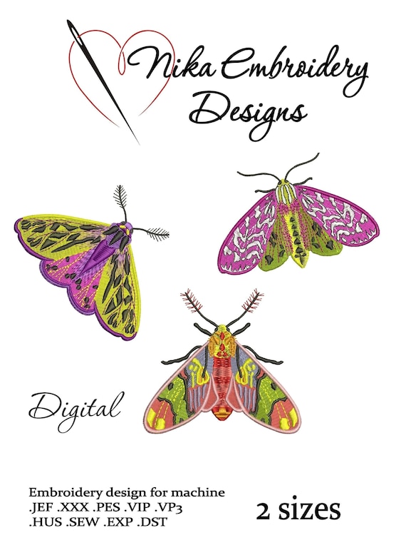 Colorful Moth Machine Embroidery Design Insects Butterfly | Etsy