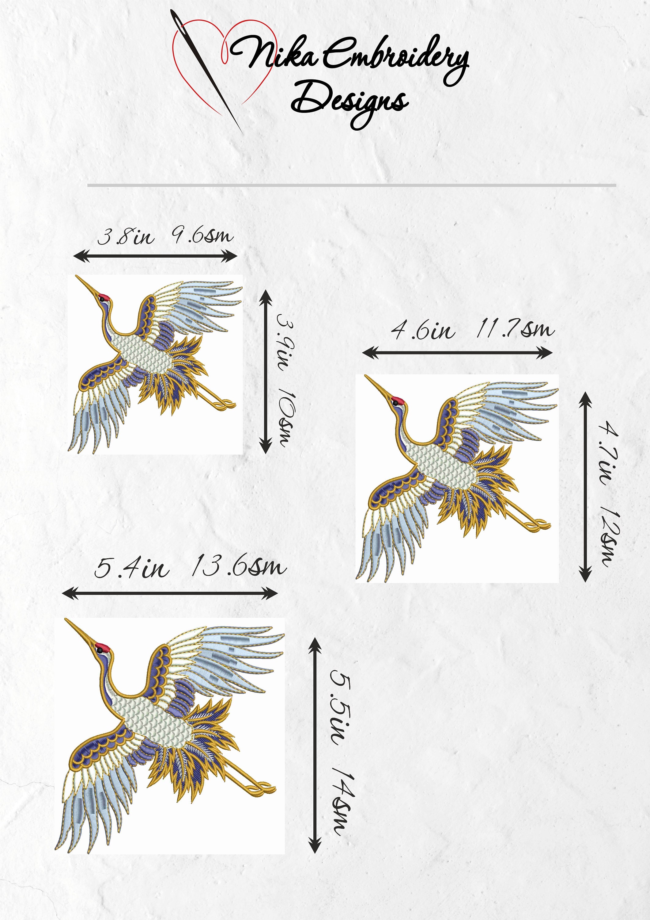 Crane Machine Embroidery Design. Bird Design | Etsy UK