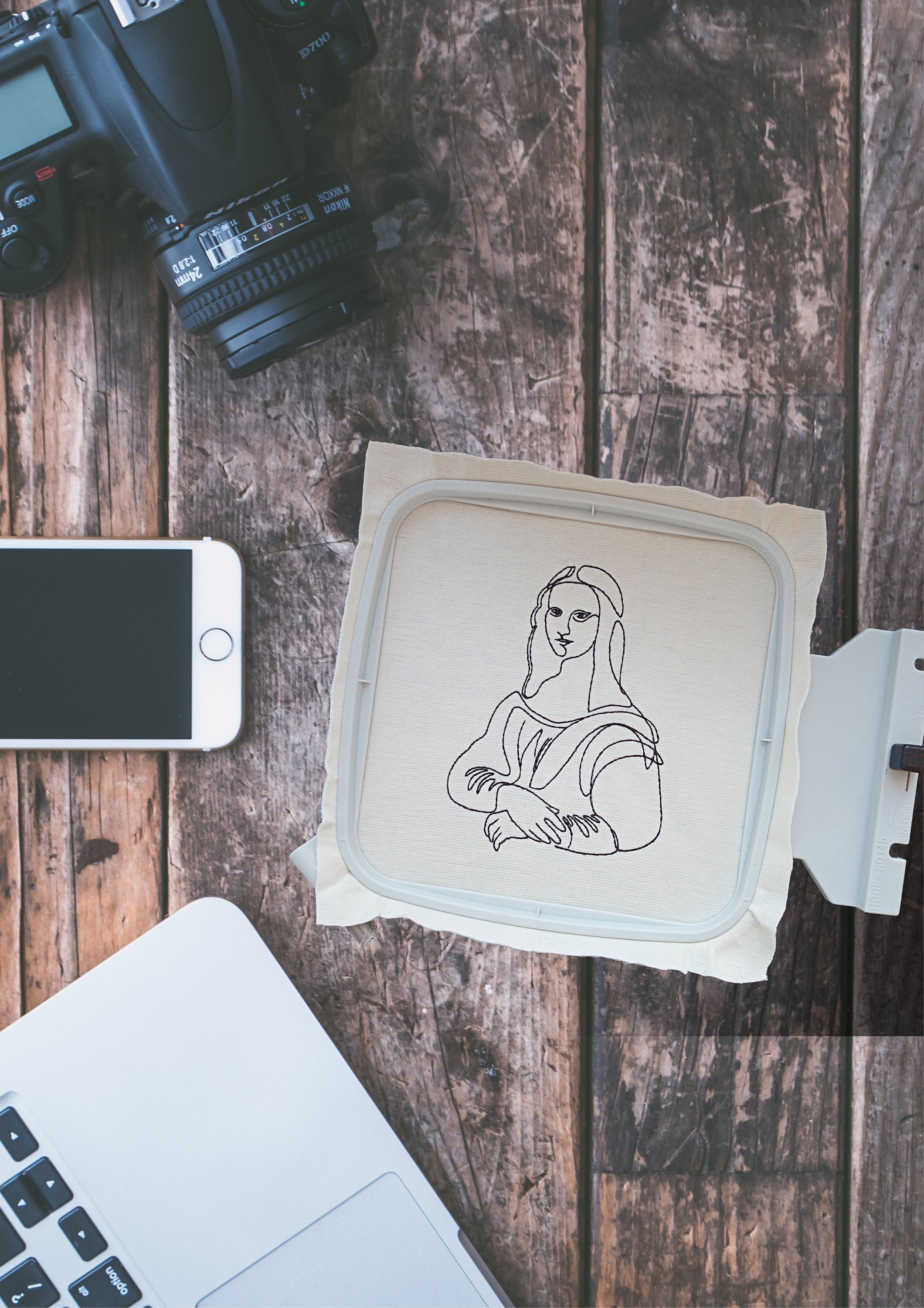 Machine Embroidery Design One Line Mona Lisa - Etsy