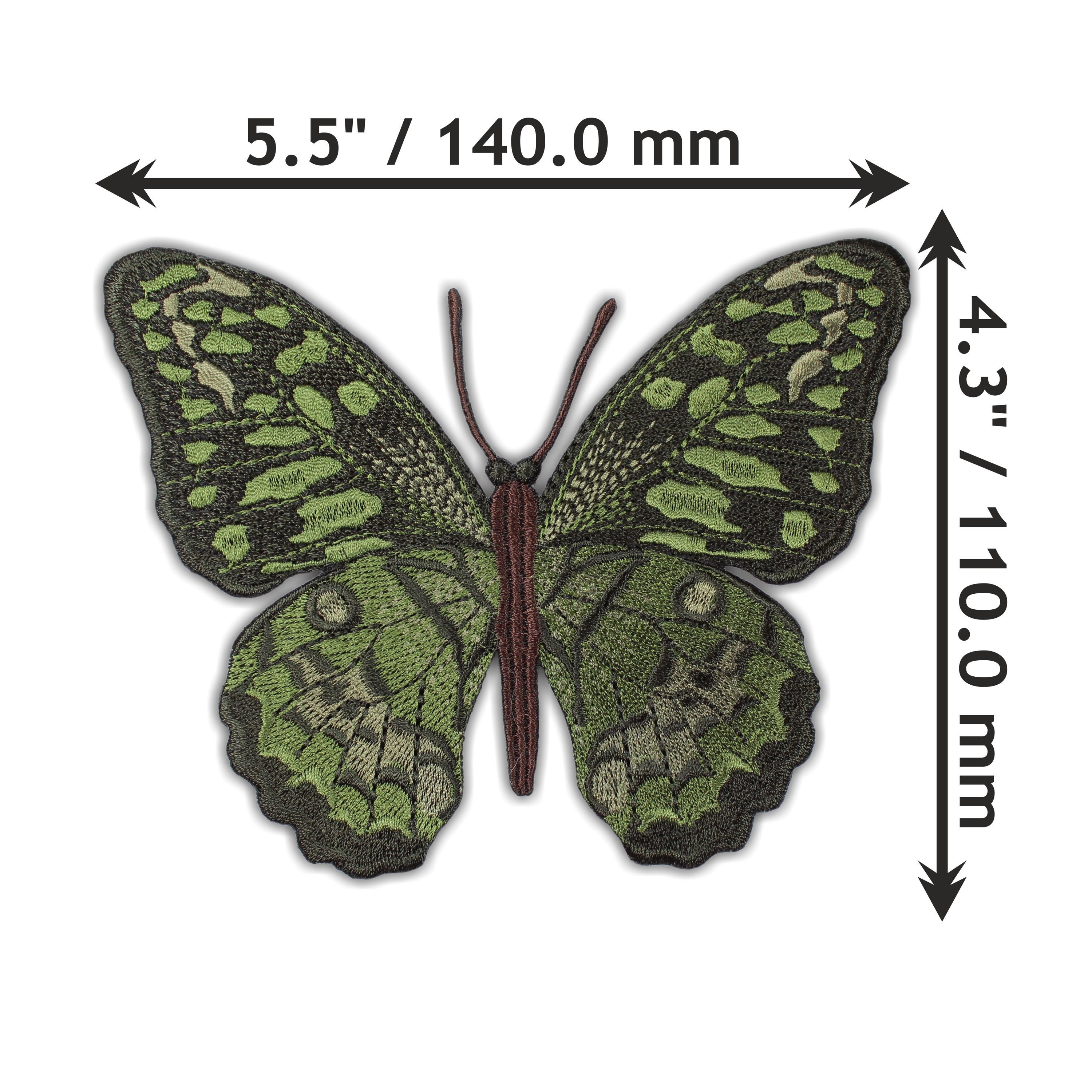 Green Butterfly Embroidered Patch Iron on – Solid Color Monochrome Moth ...