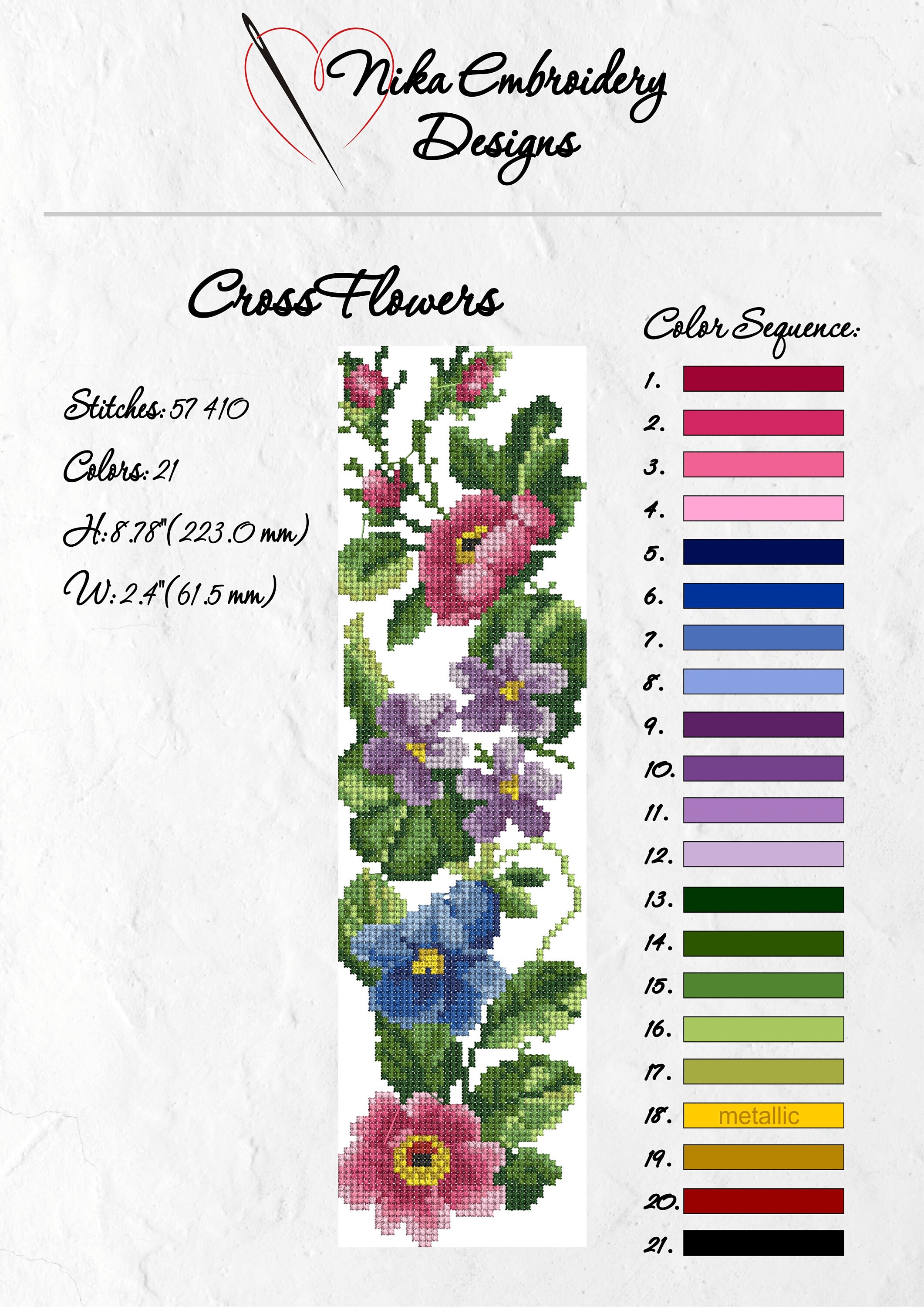 Machine Embroidery Design Flowers Cross Stitch - Etsy