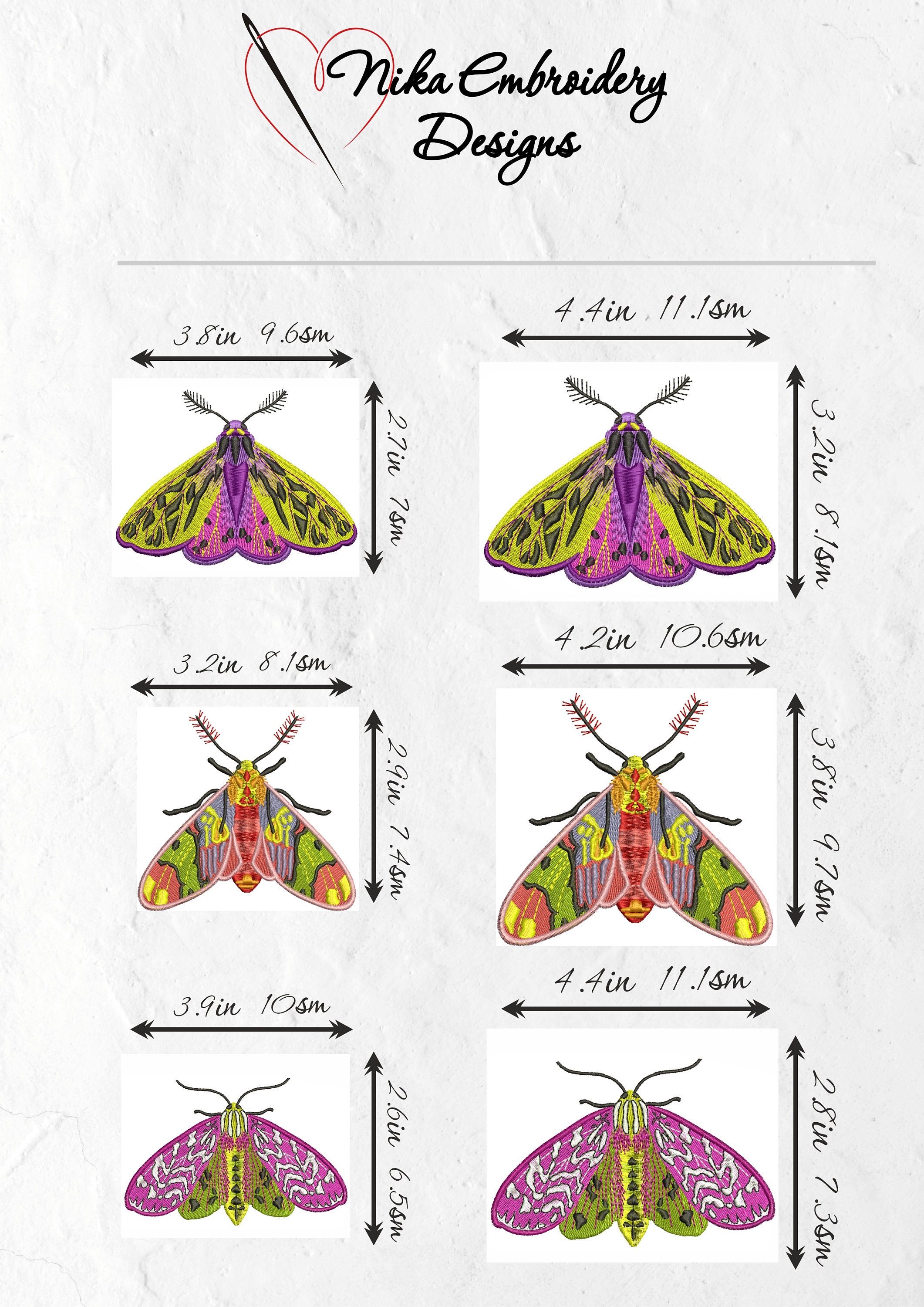 Colorful Moth Machine Embroidery Design Insects Butterfly | Etsy