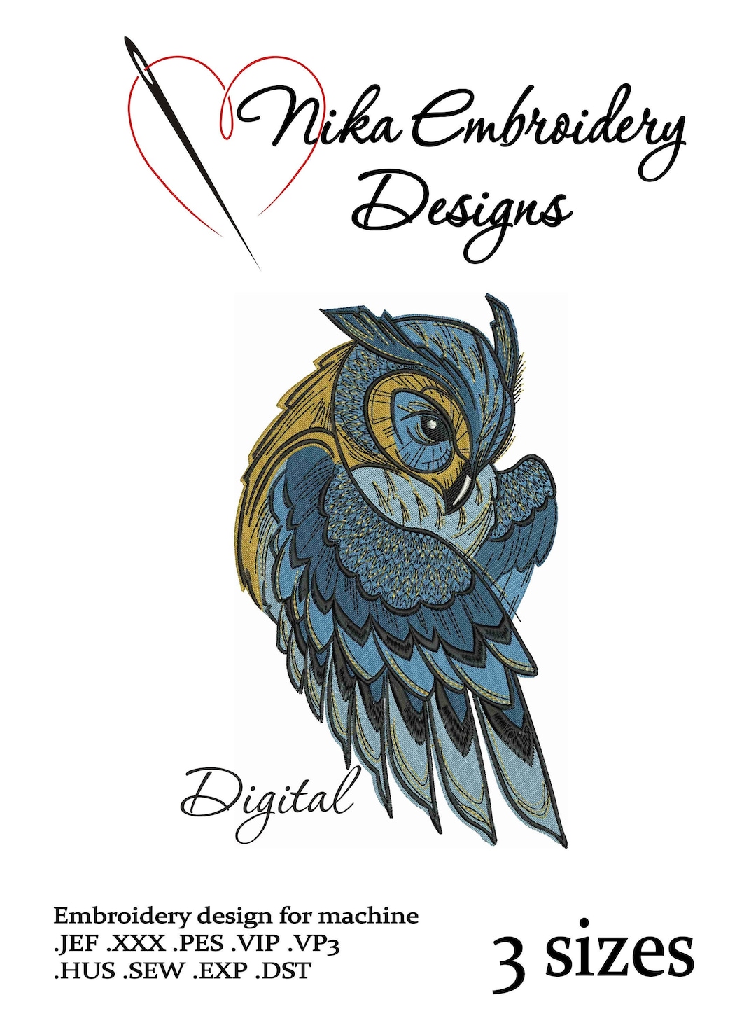 Owl Machine Embroidery Design, Colorful Owl - Etsy