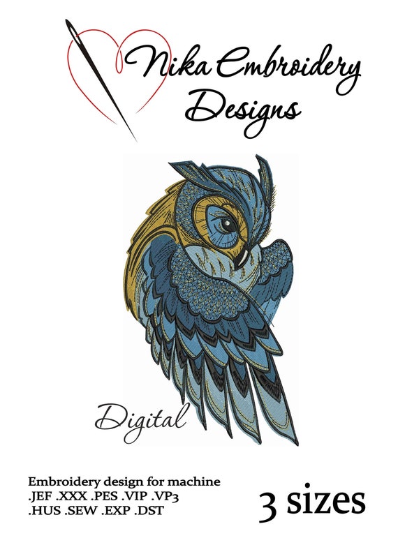 Owl Machine Embroidery Design Colorful Owl | Etsy