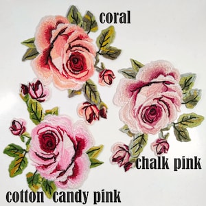 A Realistic Chalk Pink Rose Patch, Iron on Embroidered Flower Patch - Etsy