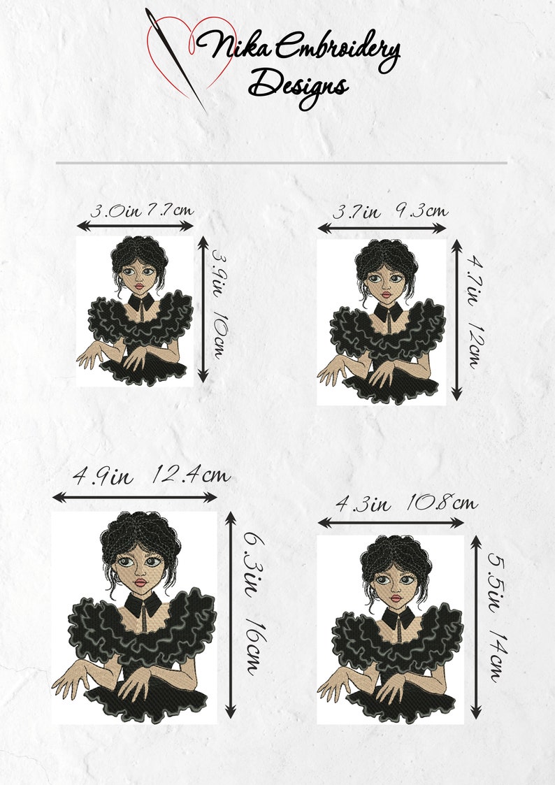 Machine Embroidery Design Wednesday Addams - Etsy