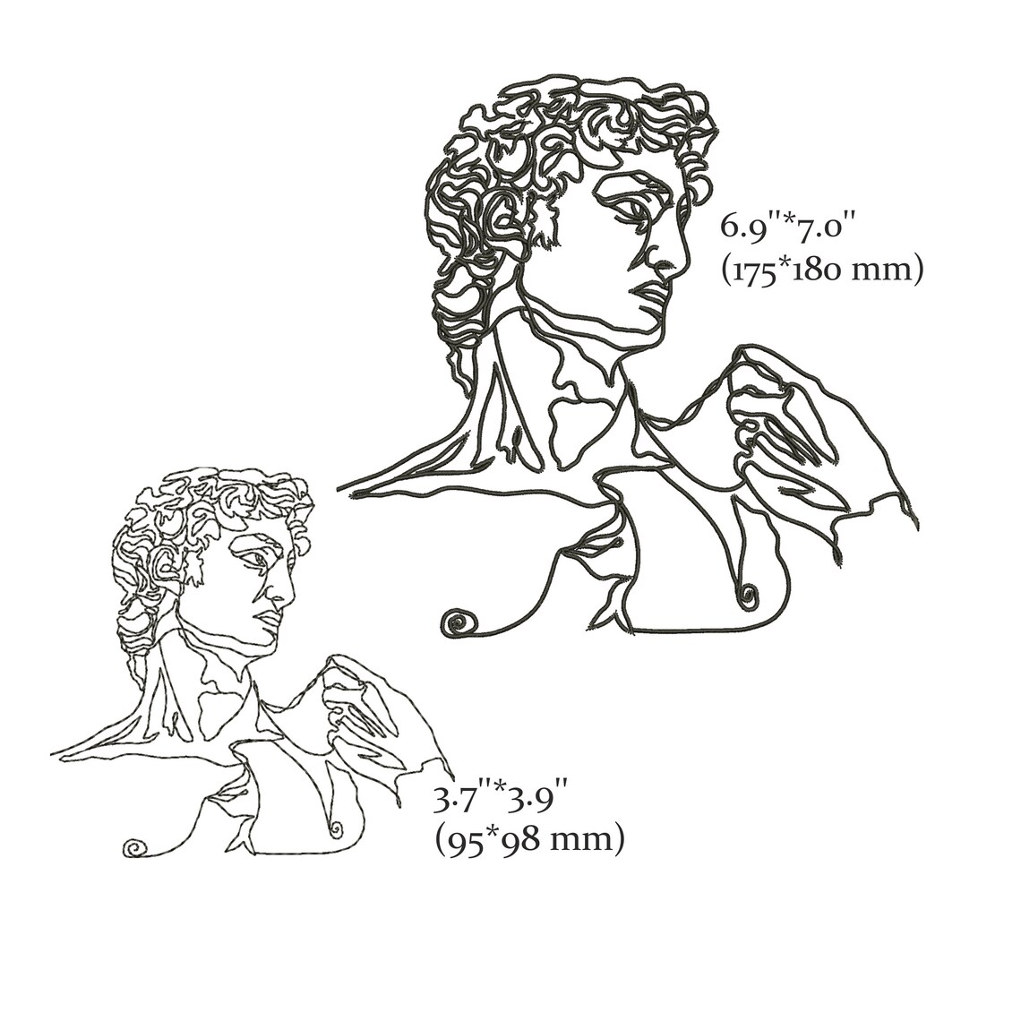 Machine Embroidery Design One Line David Sculpture Embroidery | Etsy
