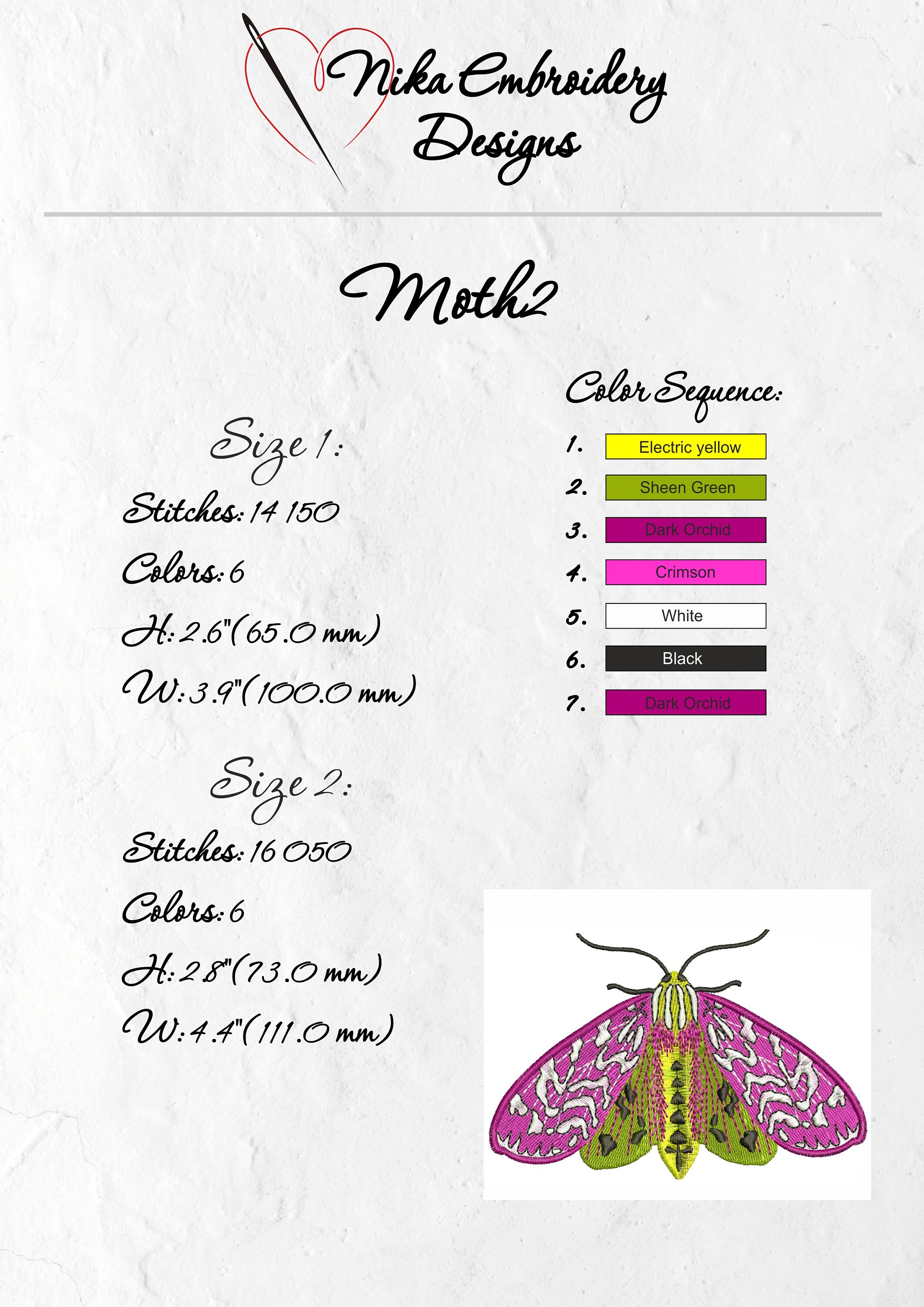 Colorful Moth Machine Embroidery Design Insects Butterfly | Etsy