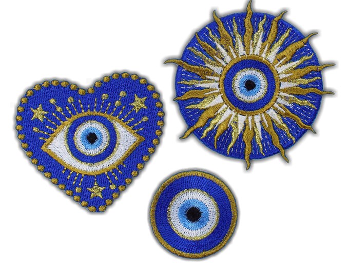 Vintage Lucky Patch Beaded Sacred Heart Patch Embroidered Evil Eye ...