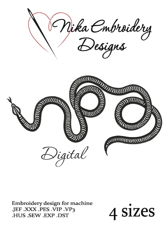 Machine Embroidery Design Black Snake - Etsy