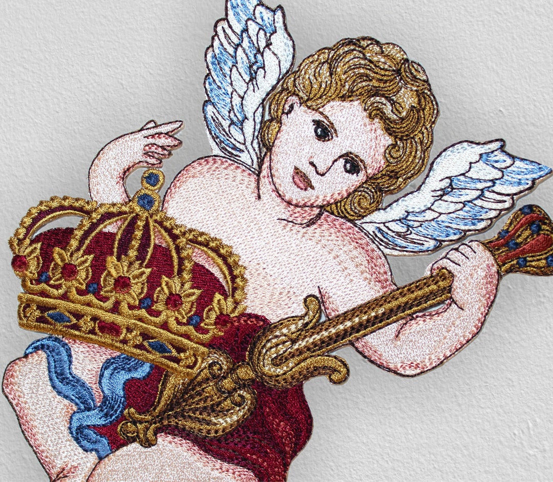 Angel With Crown Iron on Patch, Embroidered Angel - Etsy