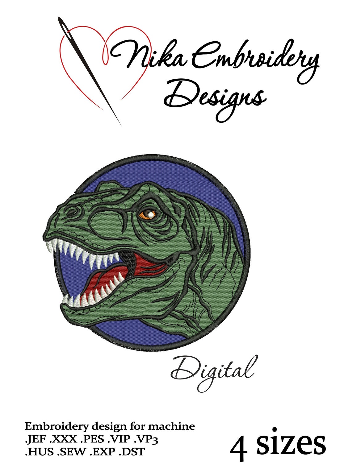 T-rex Dinosaur Embroidery Design Tyrannosaurus Design - Etsy